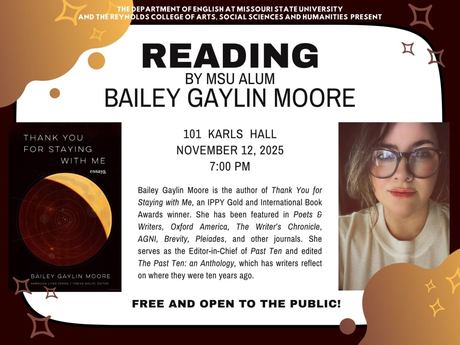 Bailey Gaylin Moore To Read At Missouri State University Tonight – Moon ...